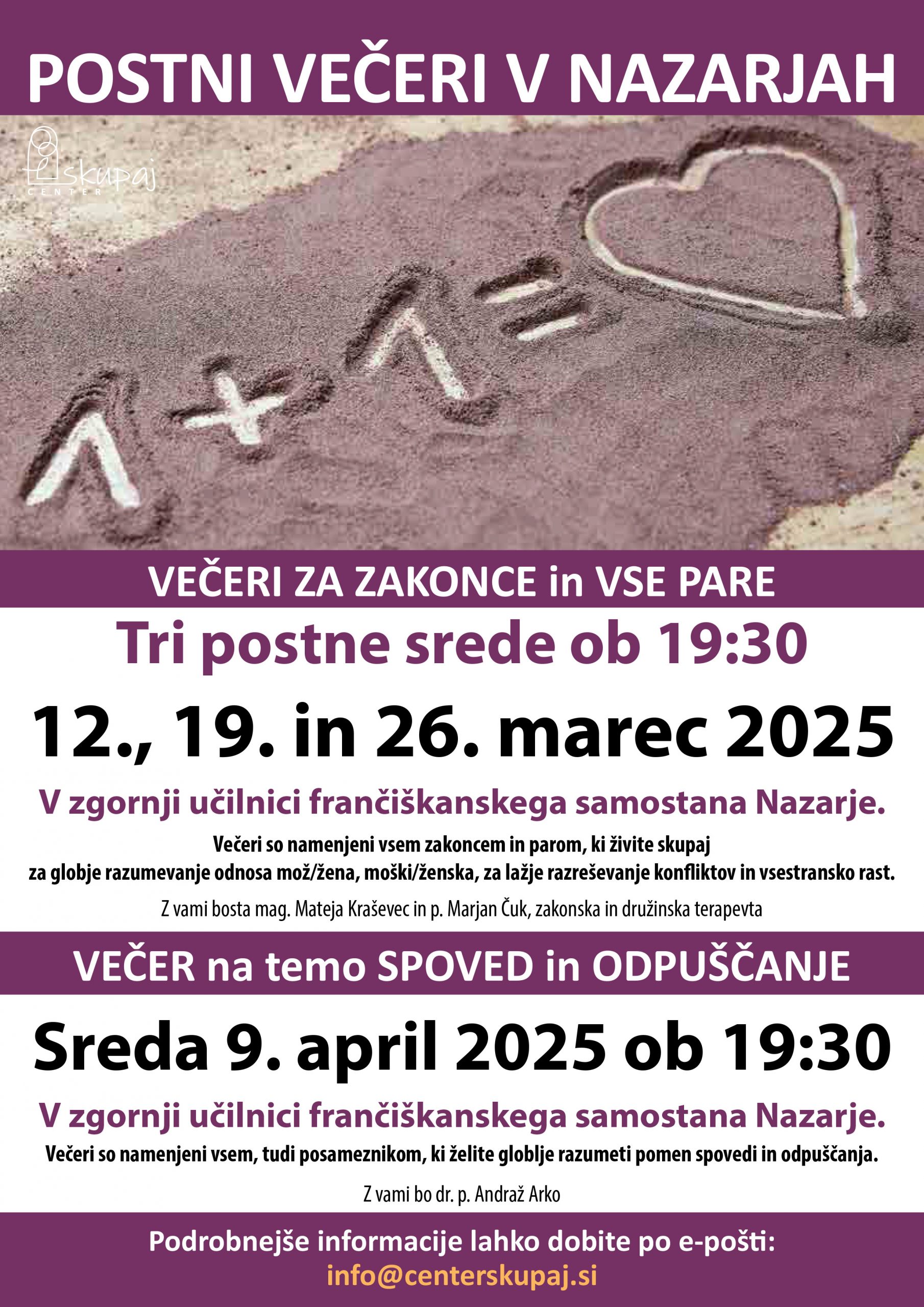 Postni večeri v Nazarjah 2025 – Frančiškanski samostan Nazarje